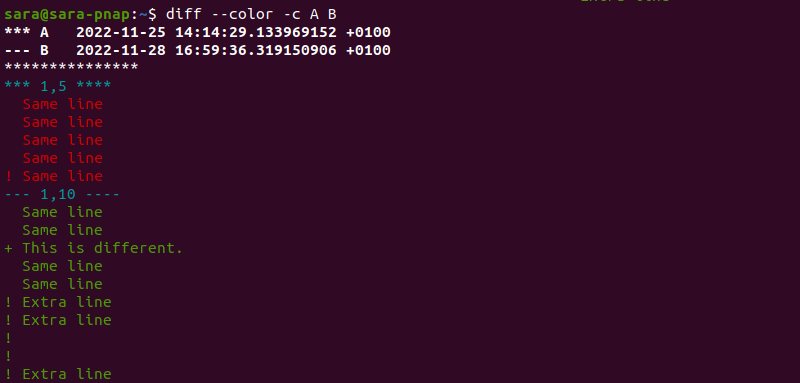 How to use diff color to change the color of the output 