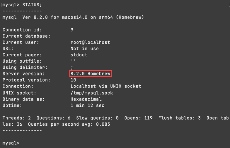 Check MySQL Version on macOS | phoenixNAP KB