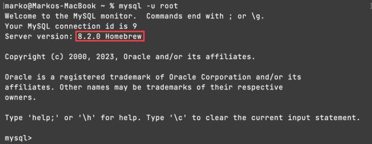 Check MySQL Version on macOS | phoenixNAP KB